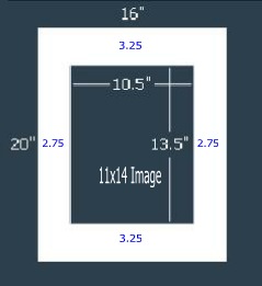 24 Pk White Rag Single 16x20 for 11x14 image (10.5 x 13.5 opening ...